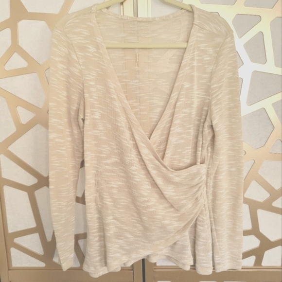 Source Unknown | Sweaters | Unknown Cream Tan Crossfront Sweater Slub ...